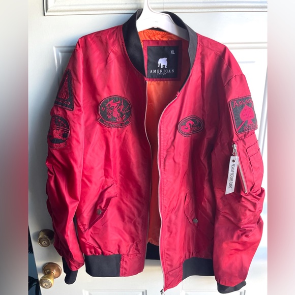 American Stitch | Jackets & Coats | Mens Large Xl Red Flight Jacket ...